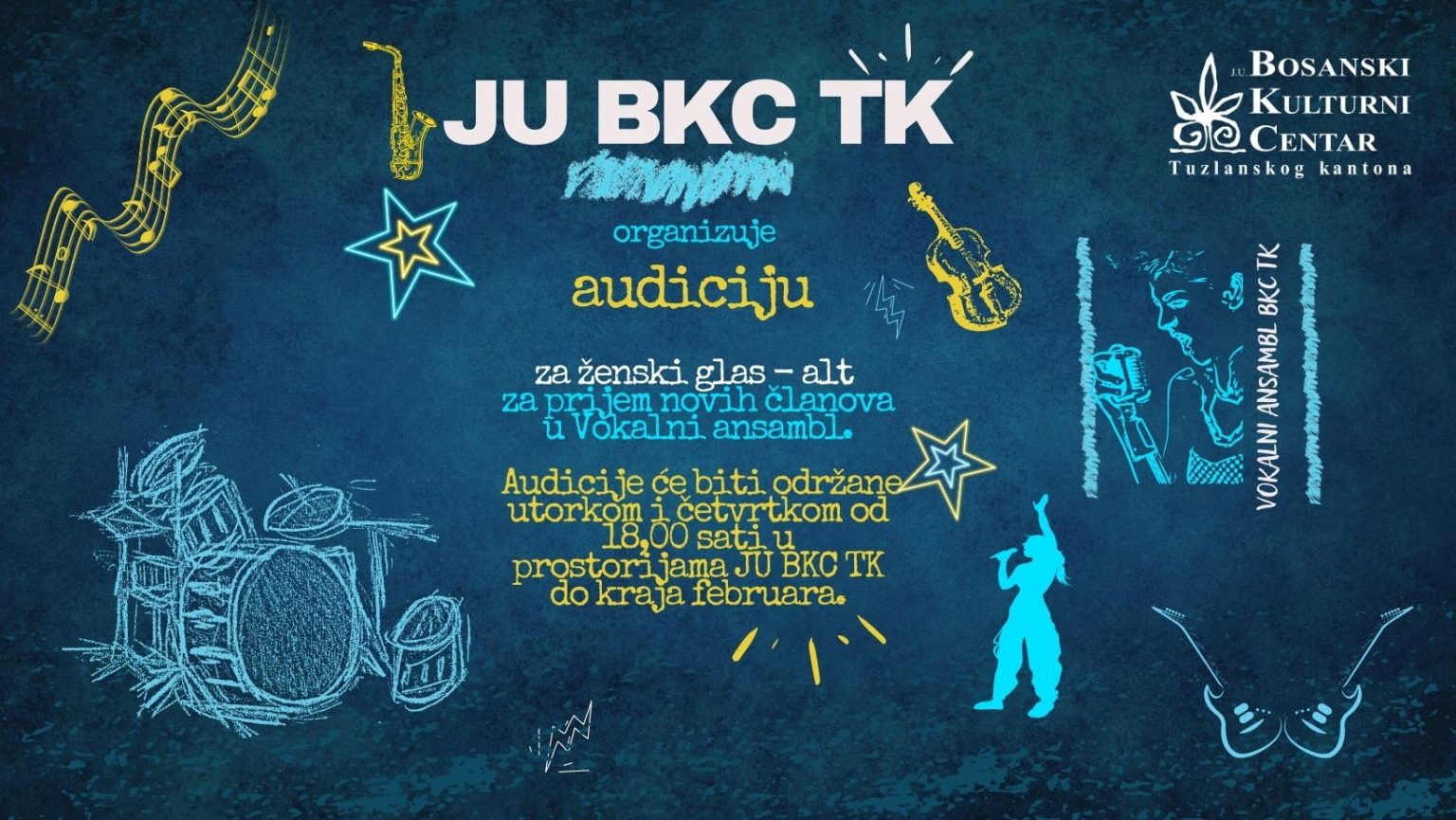Vokalni anasambl JU BKC TK organizuje audiciju za ženski glas - alt