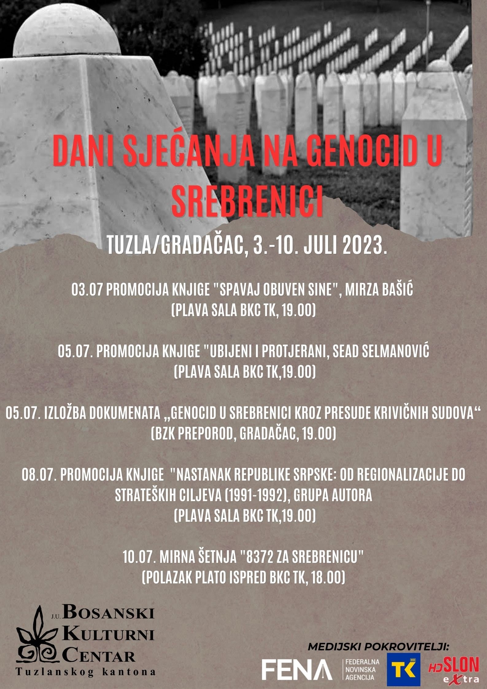 Dva grada i pet događaja: BKC TK i ove godine organizuje “Dane sjećanja na genocid u Srebrenici”