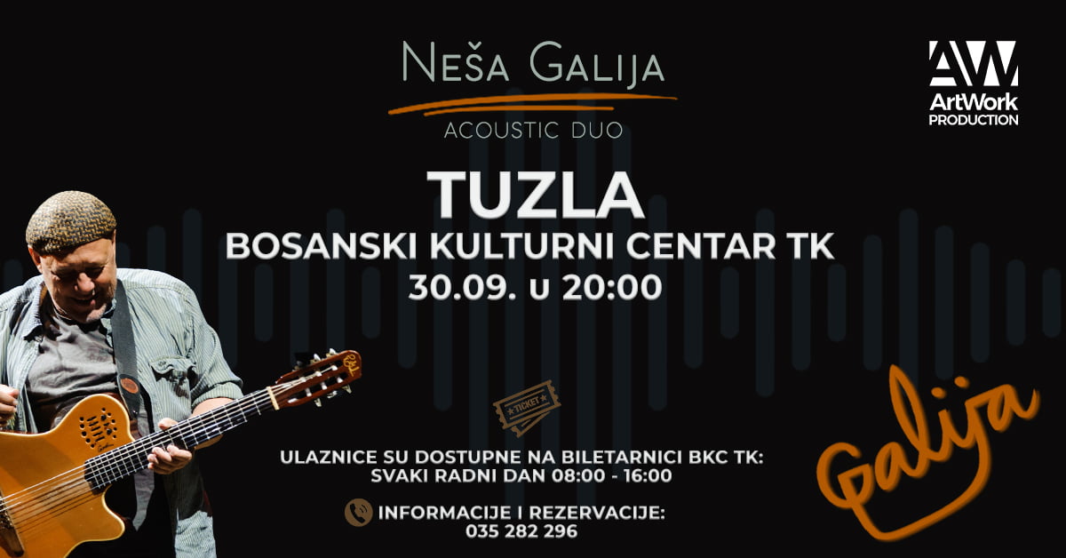 Koncert legendarnog Neše Galije 30. septembra u BKC TK u Tuzli